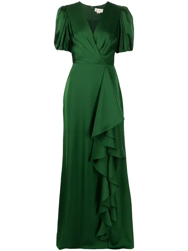 Sachin & Babi Mila Ruffle-drape Gown - Green