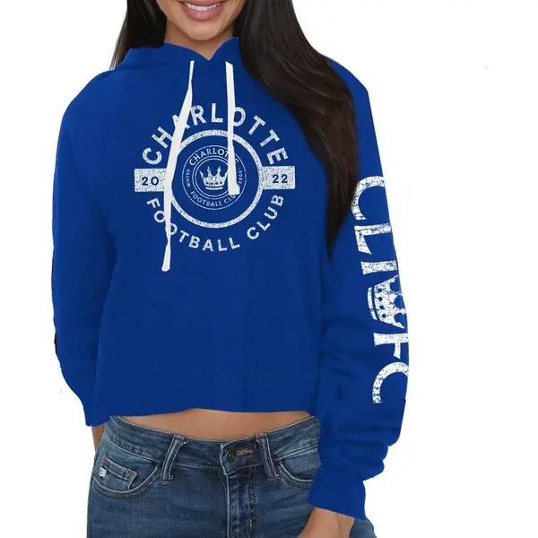 The Original Retro Brand Charlotte Fc Crop Pullover Hoodie - Royal