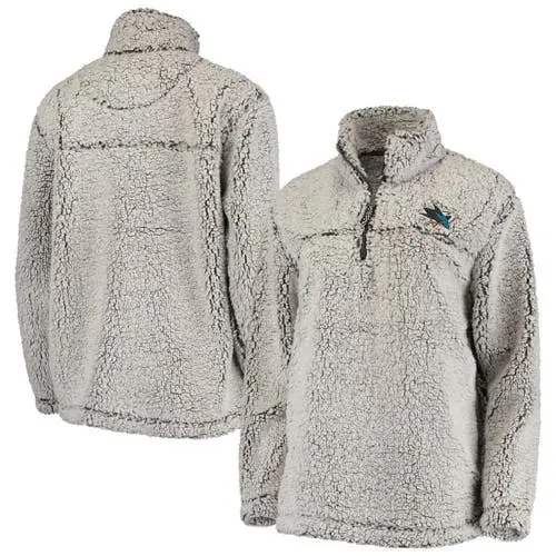 G-III 4HER BY CARL BANKS San Jose Sharks Sherpa Quarter-zip Pullover Jacket - Gray