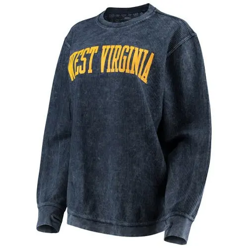 PRESSBOX West Virginia Mountaineers Comfy Cord Vintage Wash Basic Arch Pullover Sweatshirt