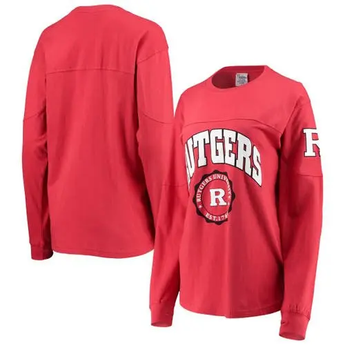 PRESSBOX Rutgers Knights Edith Long Sleeve T-shirt - Scarlet
