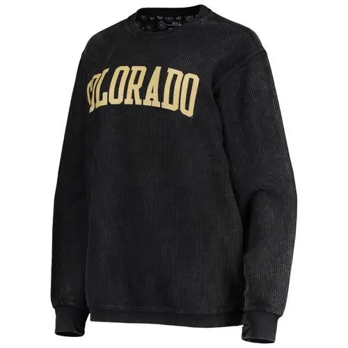 PRESSBOX Colorado Buffaloes Corded Arch Pullover Sweatshirt - Black