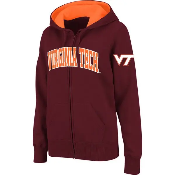 COLOSSEUM Stadium Athletic Virginia Tech Hokies Arched Name Full-zip Hoodie - Maroon