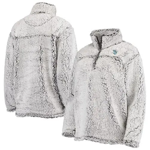 G-III 4HER BY CARL BANKS Seattle Kraken Sherpa Quarter-zip Jacket - Gray