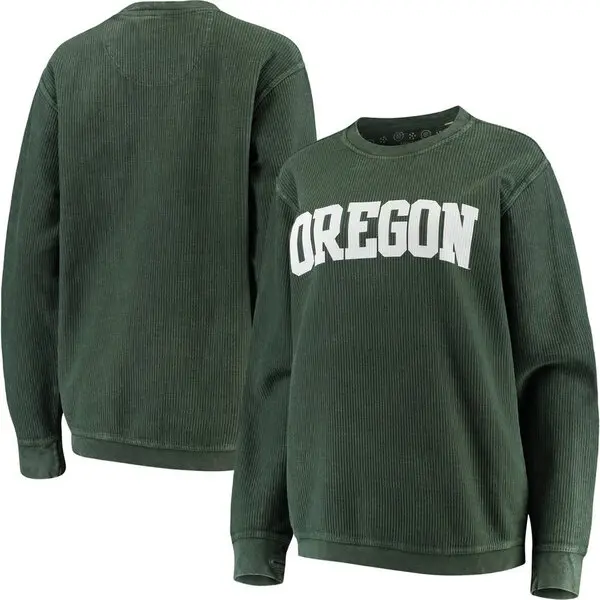 PRESSBOX Oregon Ducks Comfy Cord Vintage Wash Basic Arch Pullover Sweatshirt