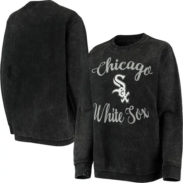 G-III 4HER BY CARL BANKS Chicago White Sox Script Comfy Cord Pullover Sweatshirt