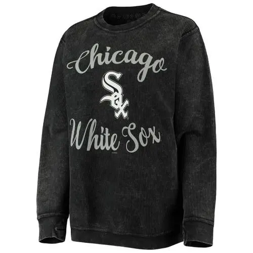 G-III 4HER BY CARL BANKS Chicago White Sox Script Comfy Cord Pullover Sweatshirt
