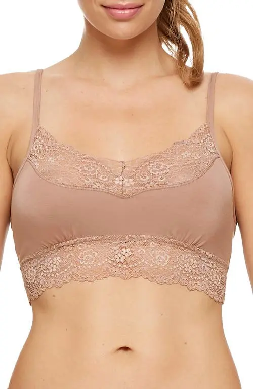 MONTELLE INTIMATES Lace Trim Bralette - Nutmeg