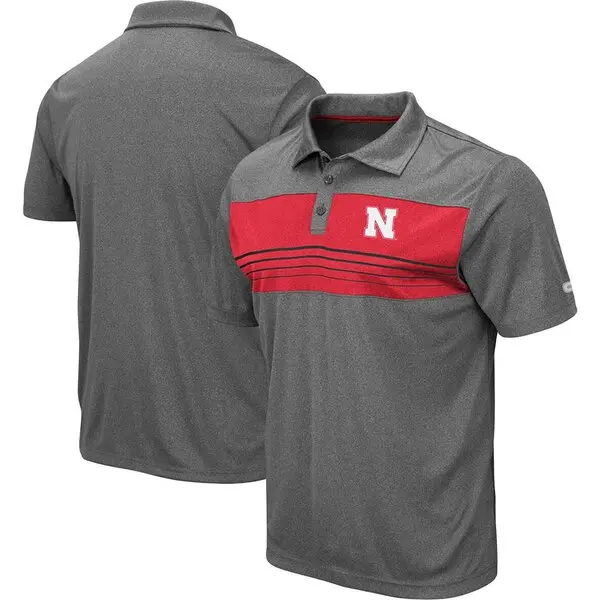 COLOSSEUM Heathered Charcoal Nebraska Huskers Smithers Polo
