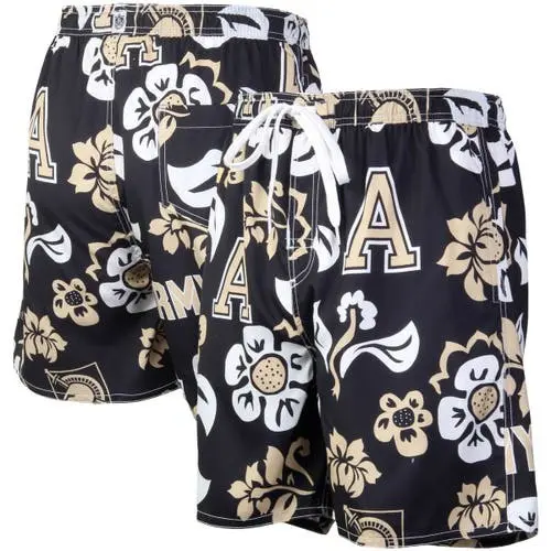 WES & WILLY Floral Volley Logo Swim Trunks - Black