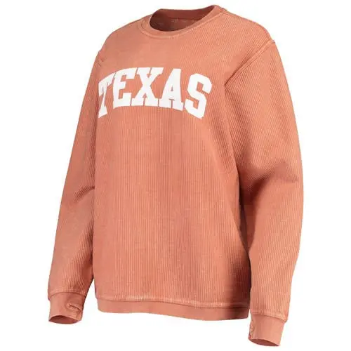 PRESSBOX Texas Orange Texas Longhorns Comfy Cord Vintage Wash Basic Arch Pullover Sweatshirt