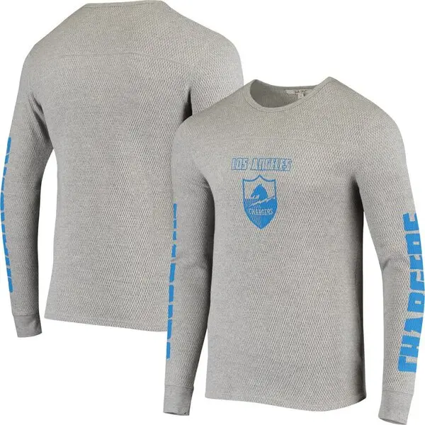 Junk Food Heathered Gray Los Angeles Chargers Heavyweight Thermal Long Sleeve T-shirt - Heather Gray