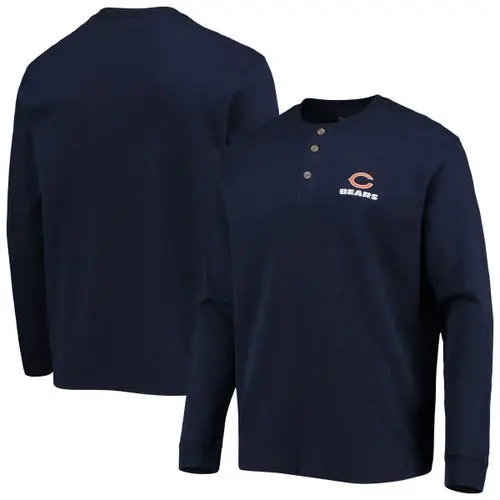 DUNBROOKE Chicago Bears Logo Maverick Thermal Henley Long Sleeve T-shirt - Navy