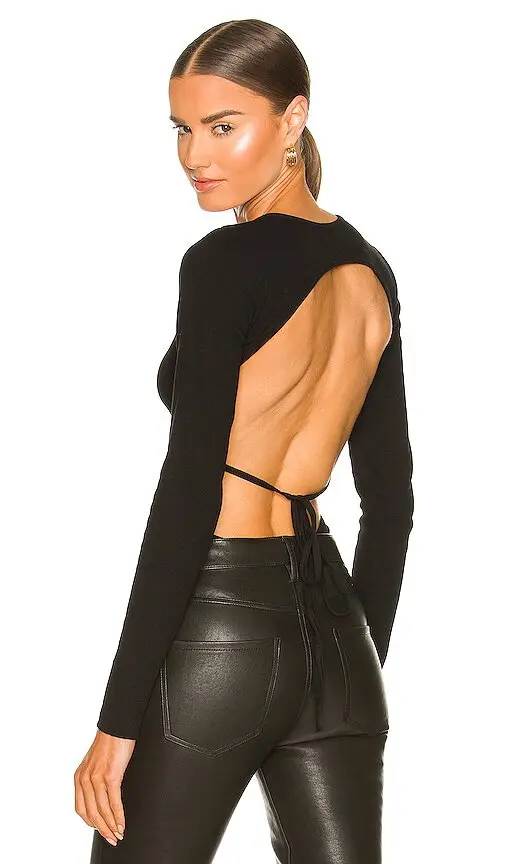 OW Ribbed Jersey Bodysuit With Open Back