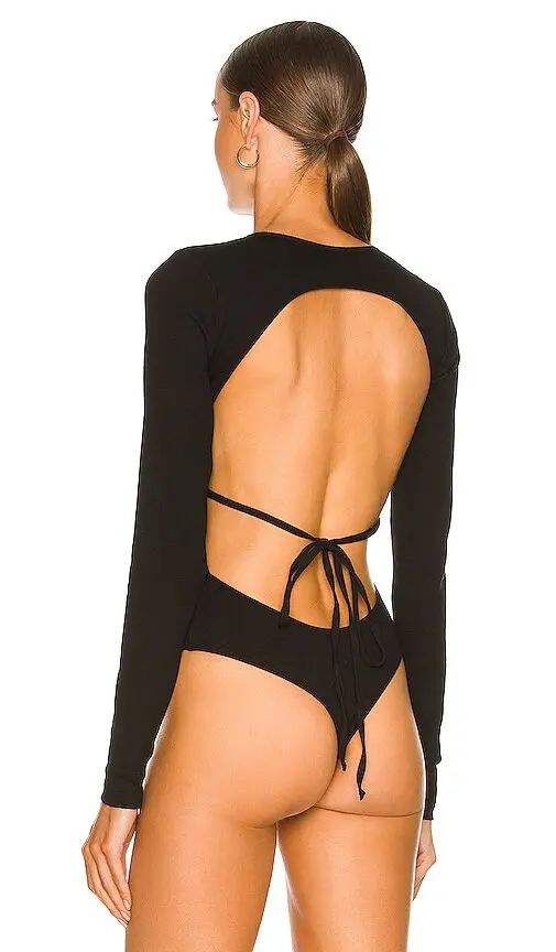 OW Ribbed Jersey Bodysuit With Open Back