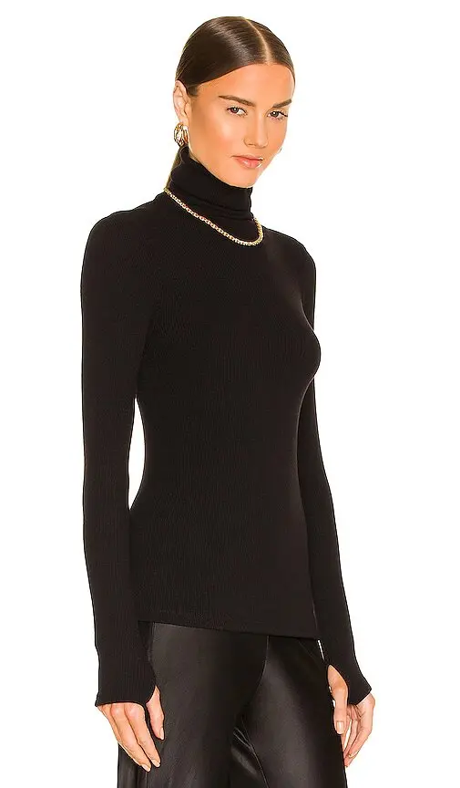 Enza Costa Sweater Knit Long Sleeve Turtleneck - Black