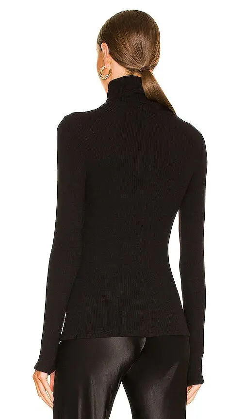 Enza Costa Sweater Knit Long Sleeve Turtleneck - Black