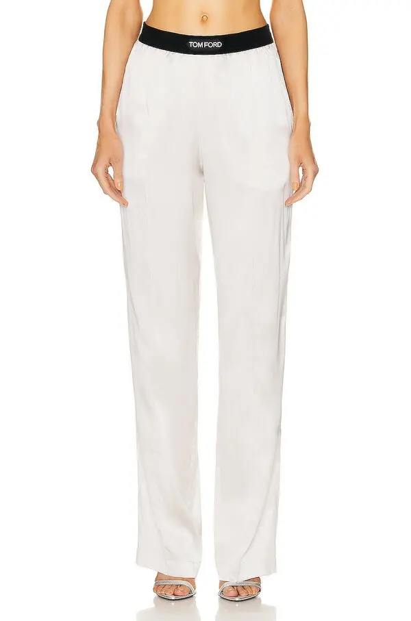 TOM FORD Metallic Silk Pajama Pant - Platinum