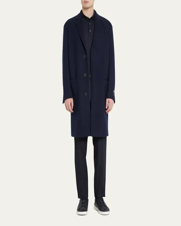Zegna Triple Stitch Leather And Suede Sneakers - Navy