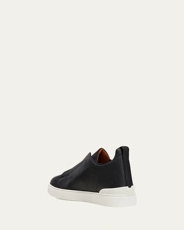 Zegna Triple Stitch Leather And Suede Sneakers - Navy