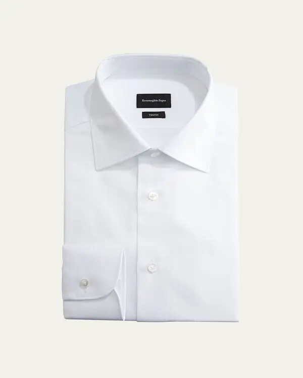 Zegna Trofeo Solid Regular-fit Dress Shirt - White