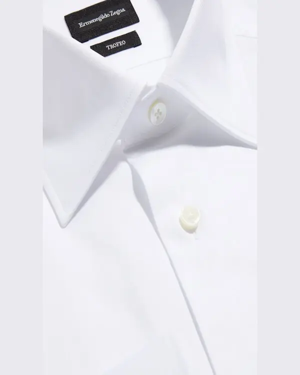 Zegna Trofeo Solid Regular-fit Dress Shirt - White