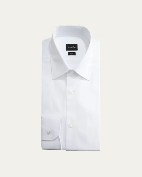 Zegna Trofeo Solid Regular-fit Dress Shirt - White