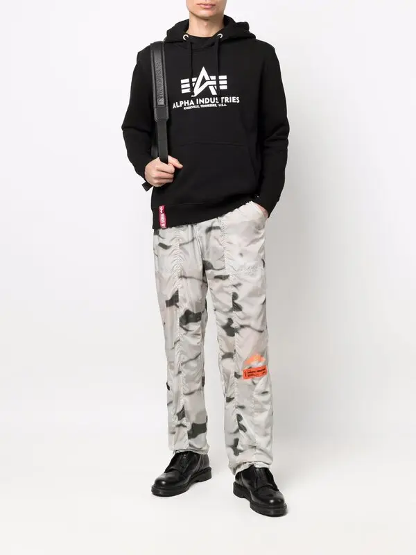 Alpha Industries Logo Drawstring Hoodie - Black