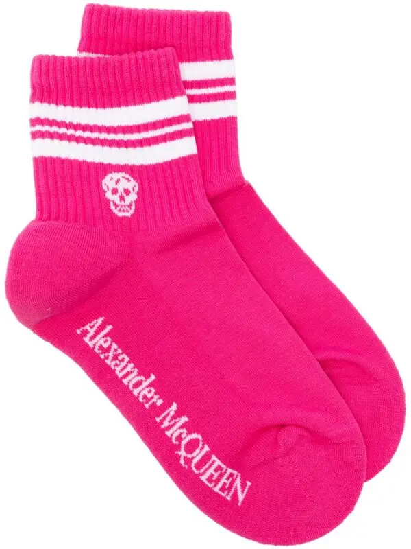 Alexander McQueen Skull Intarsia Ankle Socks - Pink
