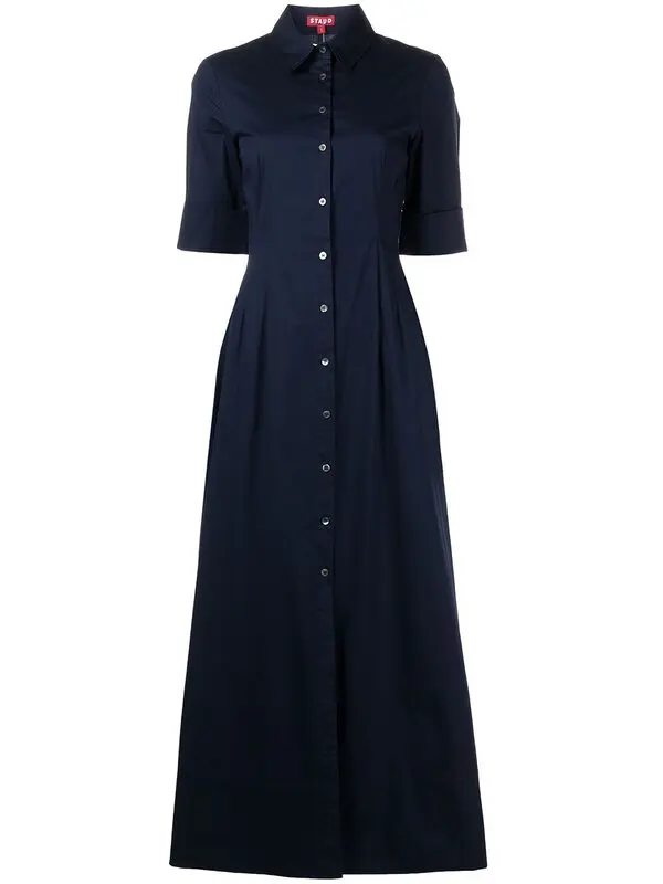 Staud Joan Shirt Maxi Dress - Blue | Editorialist