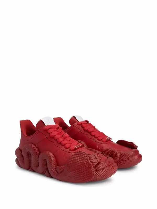 GIUSEPPE ZANOTTI Snake-trimmed Low-top Sneakers - Red
