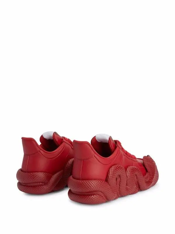 GIUSEPPE ZANOTTI Snake-trimmed Low-top Sneakers - Red
