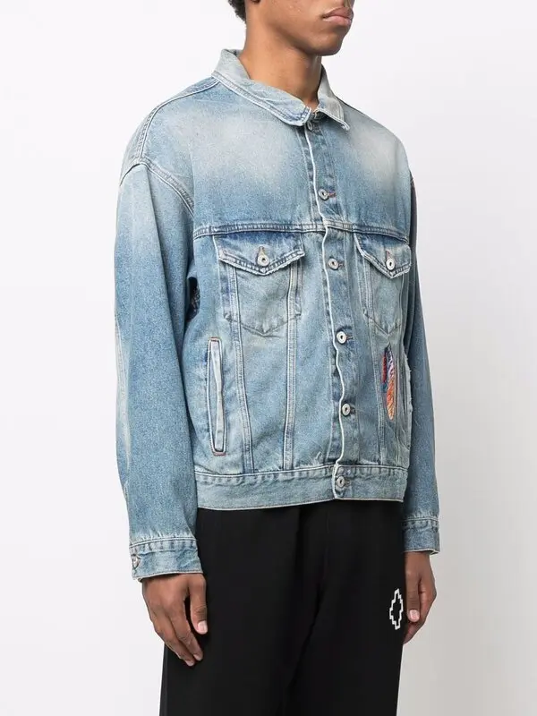 COUNTY OF MILAN Marcelo Burlon Embroidered Denim Jacket - Blue
