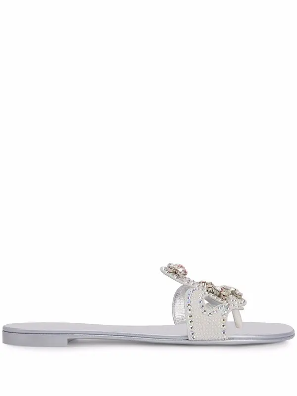 GIUSEPPE ZANOTTI Turchesite Flat Sandals - Silver