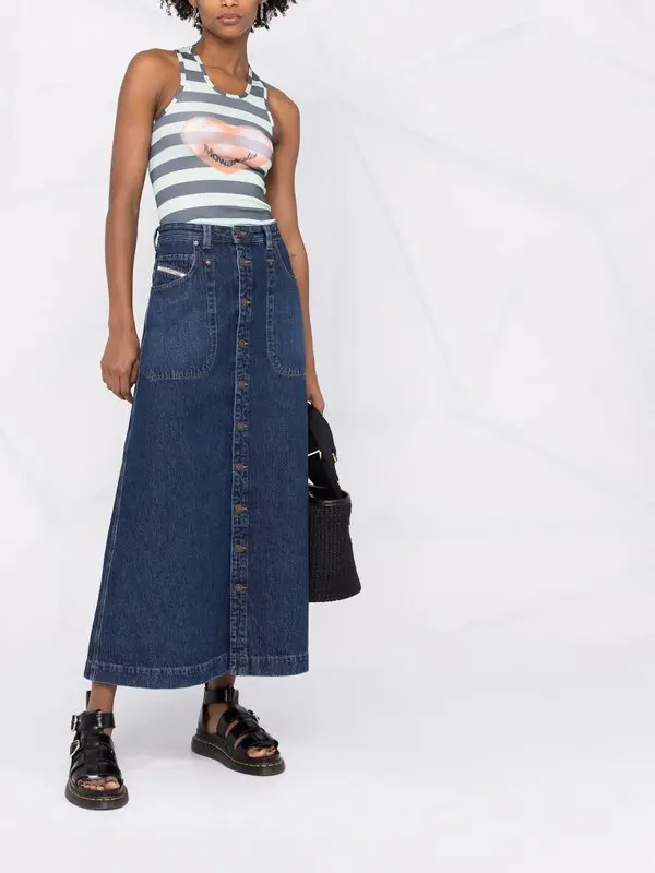 DIESEL De-albus-l A-line Denim Skirt