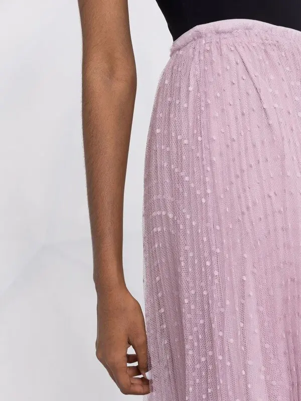 Red Valentino Point D'esprit Pleated Tulle Midi Skirt