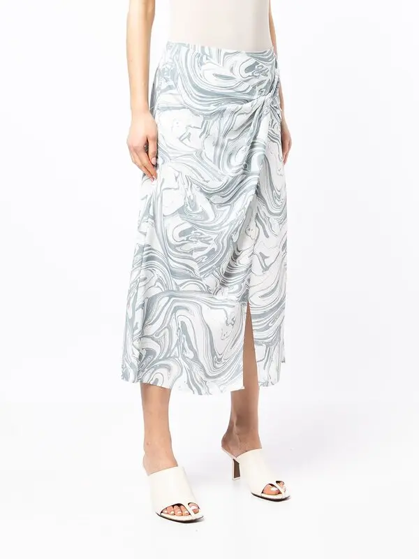 Simkhai Izabella Marble-print Midi Skirt