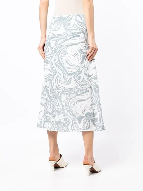 Simkhai Izabella Marble-print Midi Skirt