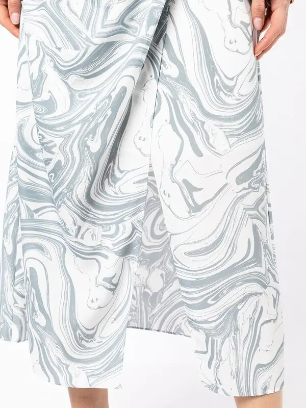 Simkhai Izabella Marble-print Midi Skirt