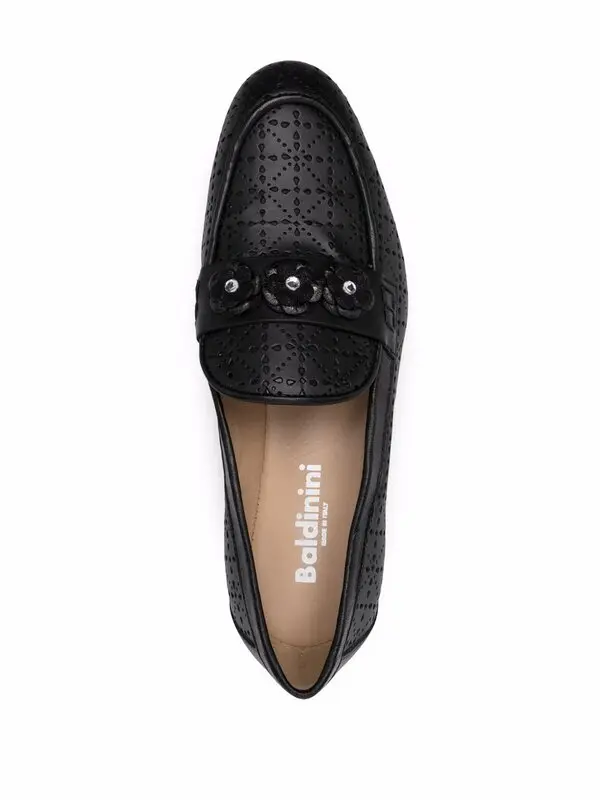 BALDININI Floral-appliqué Moccasins