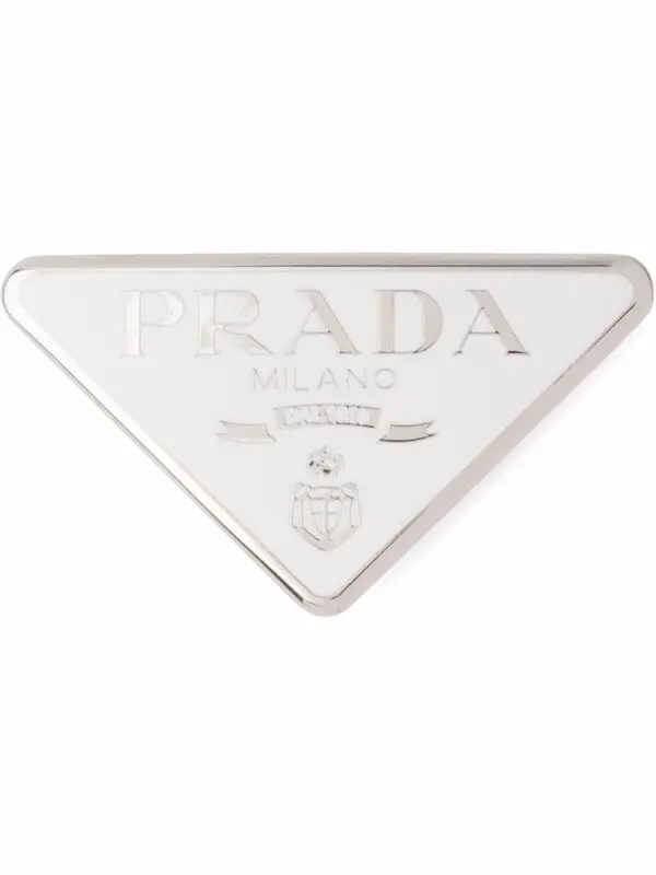 Prada Triangle Logo Hair Clip - White