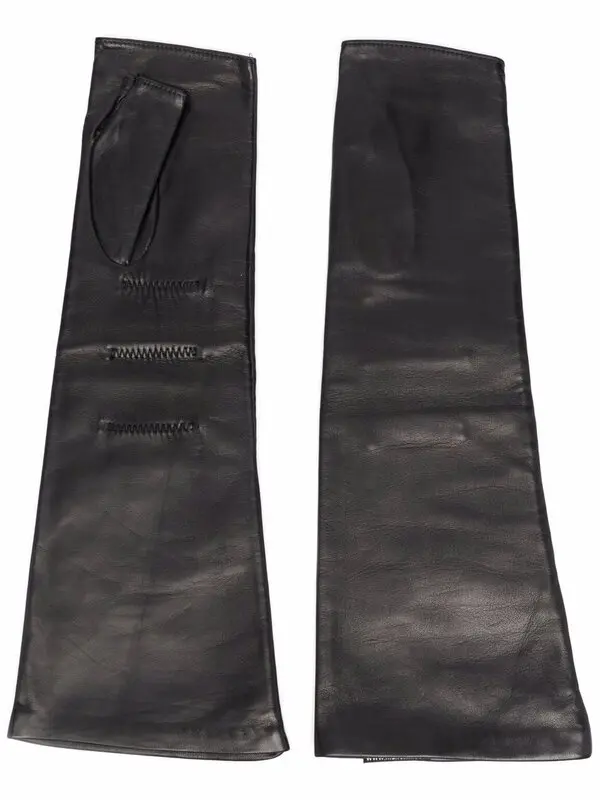 MANOKHI Fingerless Leather Gloves - Black