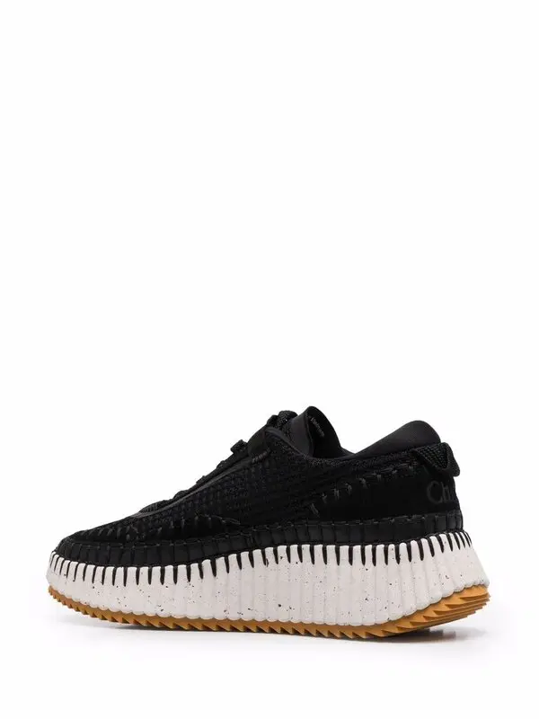 Chloé Nama Hand-stitched Mesh Sneakers - Black