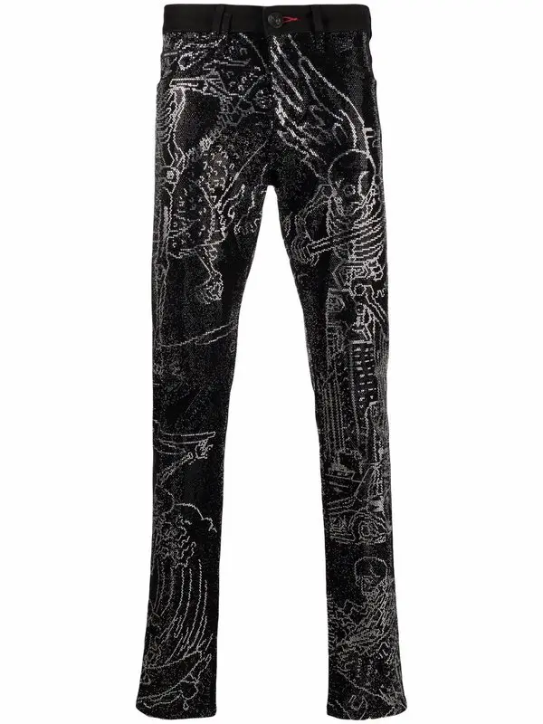 Philipp Plein Skeleton Tattoo Straight-leg Jeans