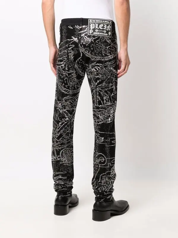 Philipp Plein Skeleton Tattoo Straight-leg Jeans