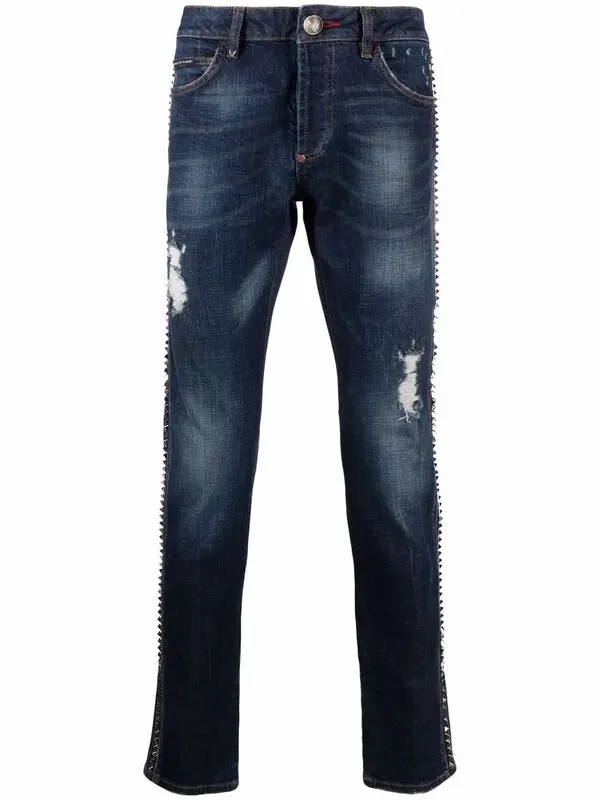 Philipp Plein Distressed Straight-leg Jeans