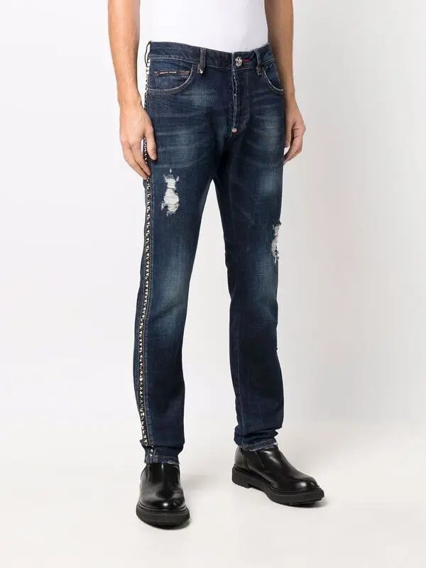 Philipp Plein Distressed Straight-leg Jeans