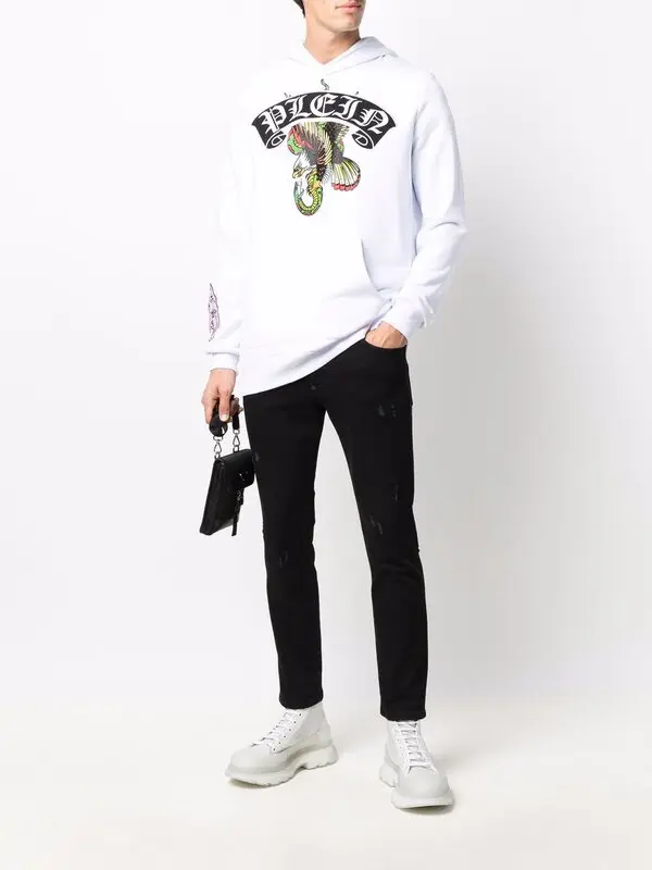 Philipp Plein Logo-print Pullover Hoodie - White