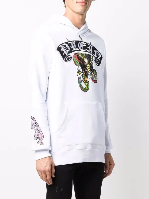 Philipp Plein Logo-print Pullover Hoodie - White