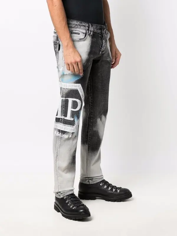 Philipp Plein Bleached Straight-leg Trousers